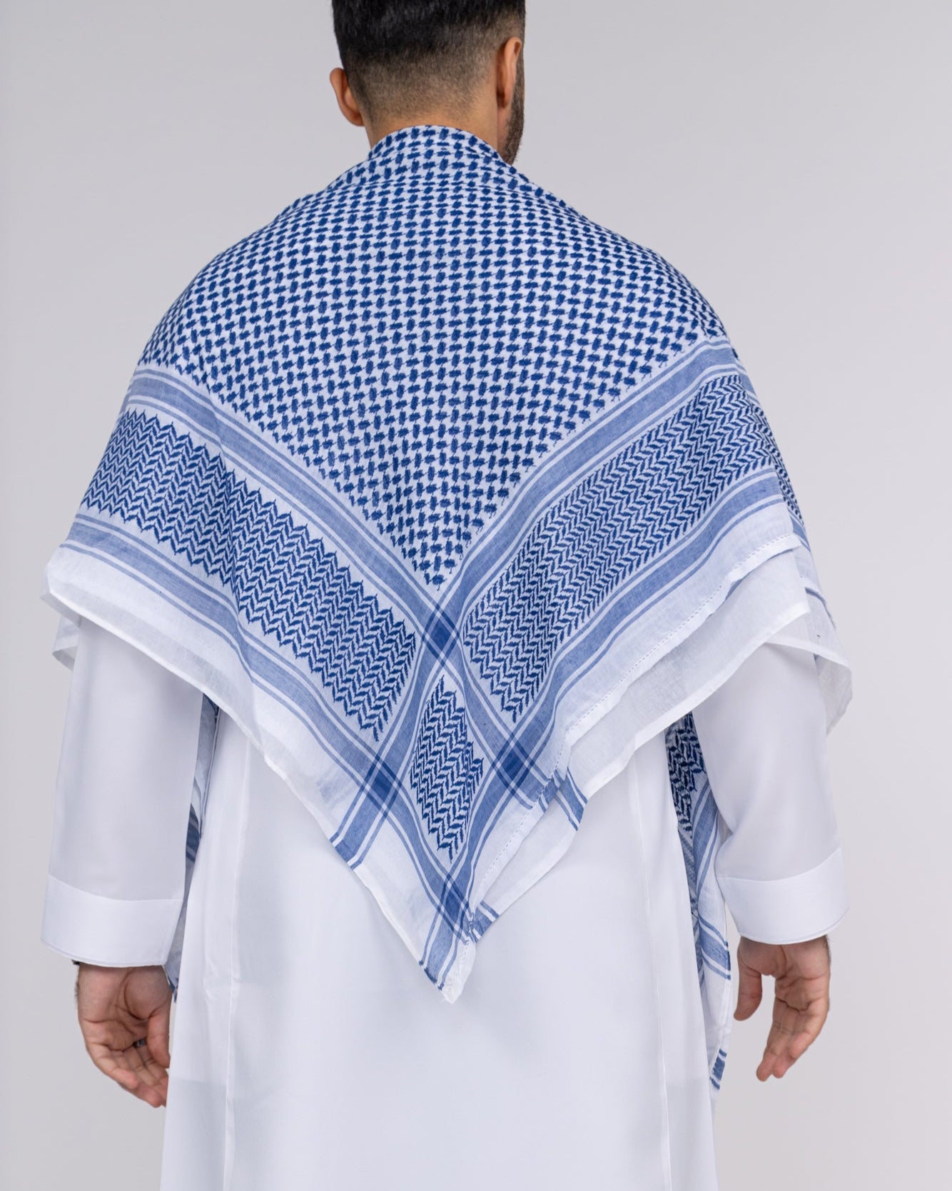 Blue and White Arab Shemagh Headscarf